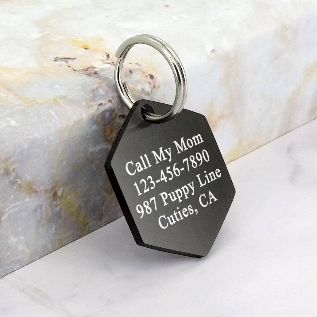 Brushed Hexagon Shape Dog Tag | Ultra Joys Pets
